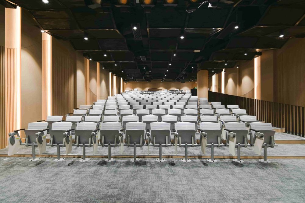 VSSS Auditorium Interior with Smart Acoustic Wall